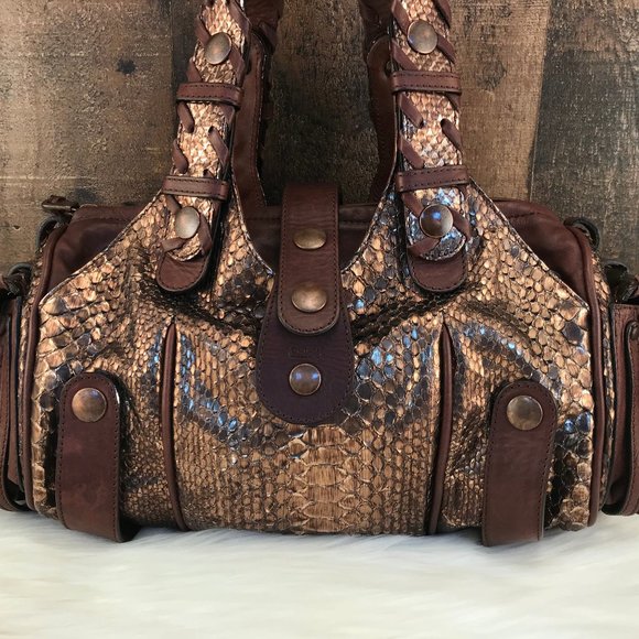 Chloe | Bags | Chloe Silverado Python Leather Copper Satchel | Poshmark